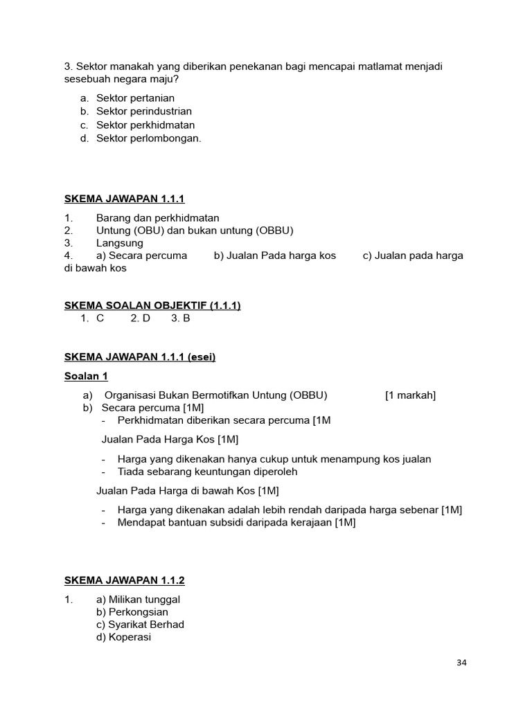 Skema Modul Perniagaan Ting 4 | PDF