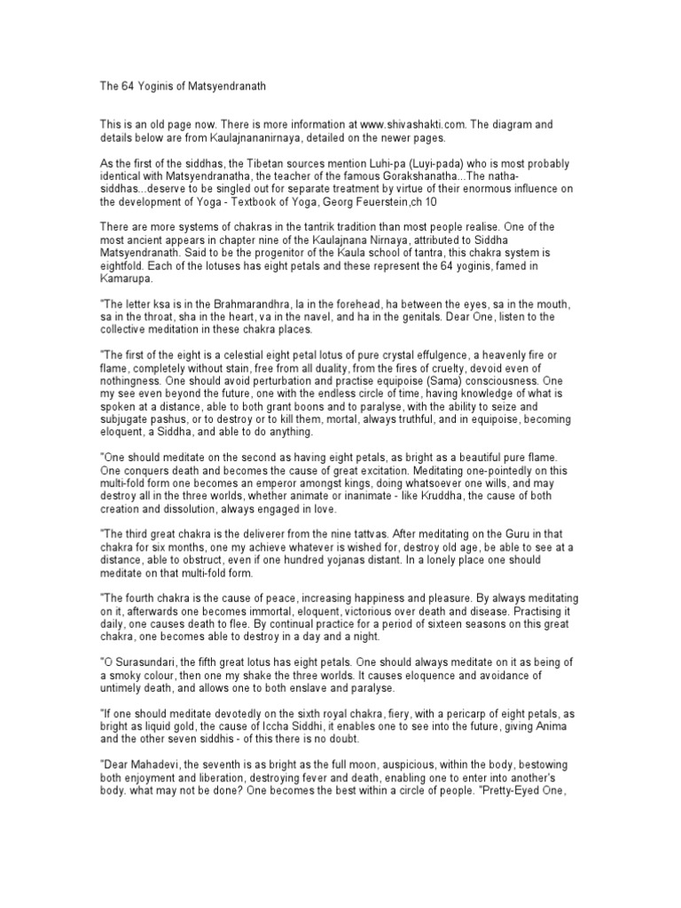 The 64 Yoginis of Matsyendranath | PDF | New Age | Spirituality