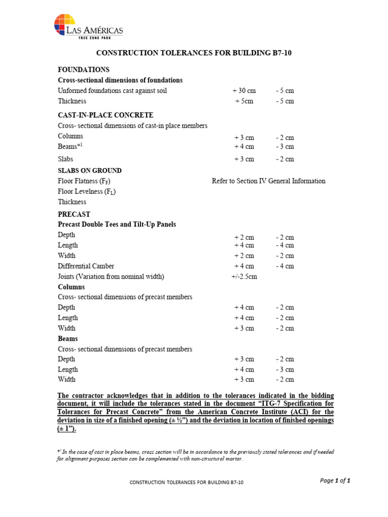 B7-10_CONSTRUCTION_TOLERANCES | PDF | Precast Concrete | Engineering ...
