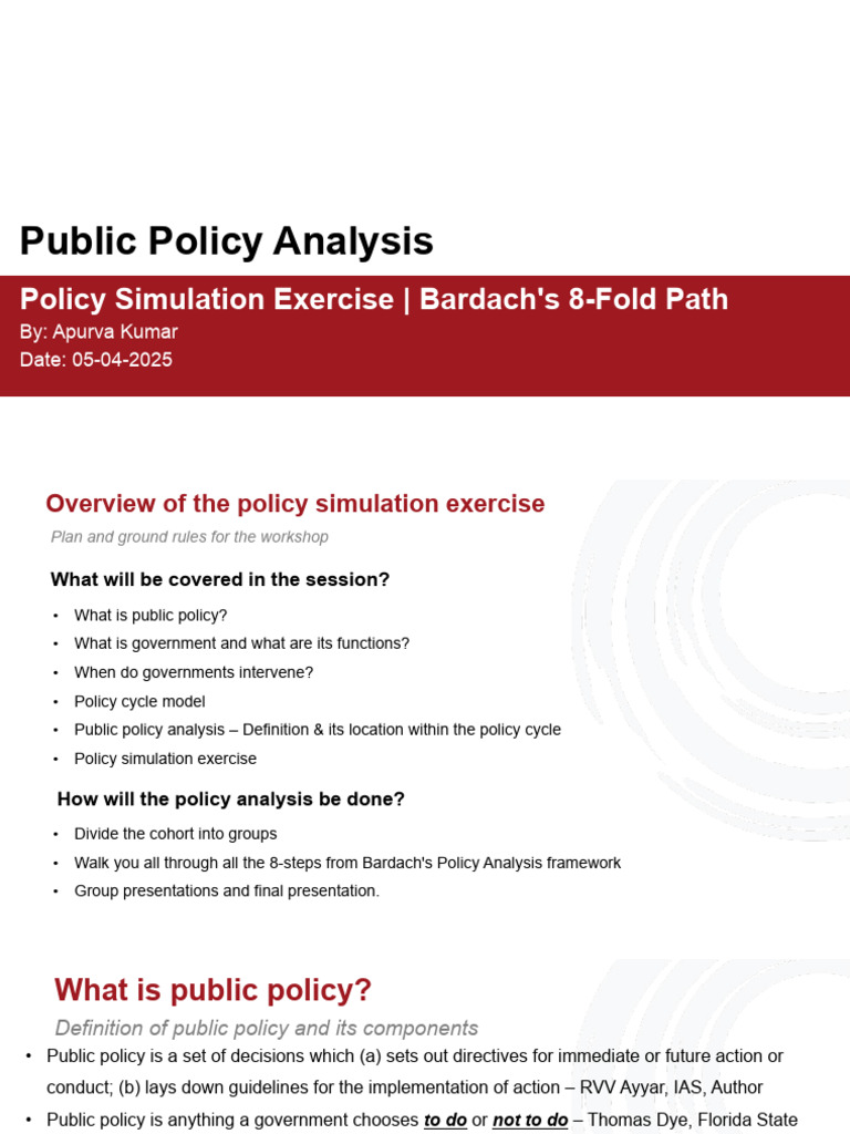 Policy Simulation: Bardach's 8-Fold Path | PDF | Policy | Policy Analysis