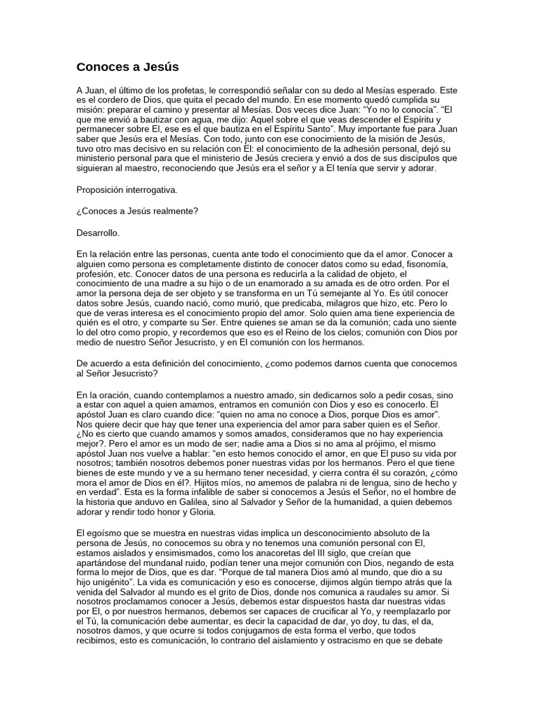 Conoces A Jesús | PDF | Amor | Juan el apóstol