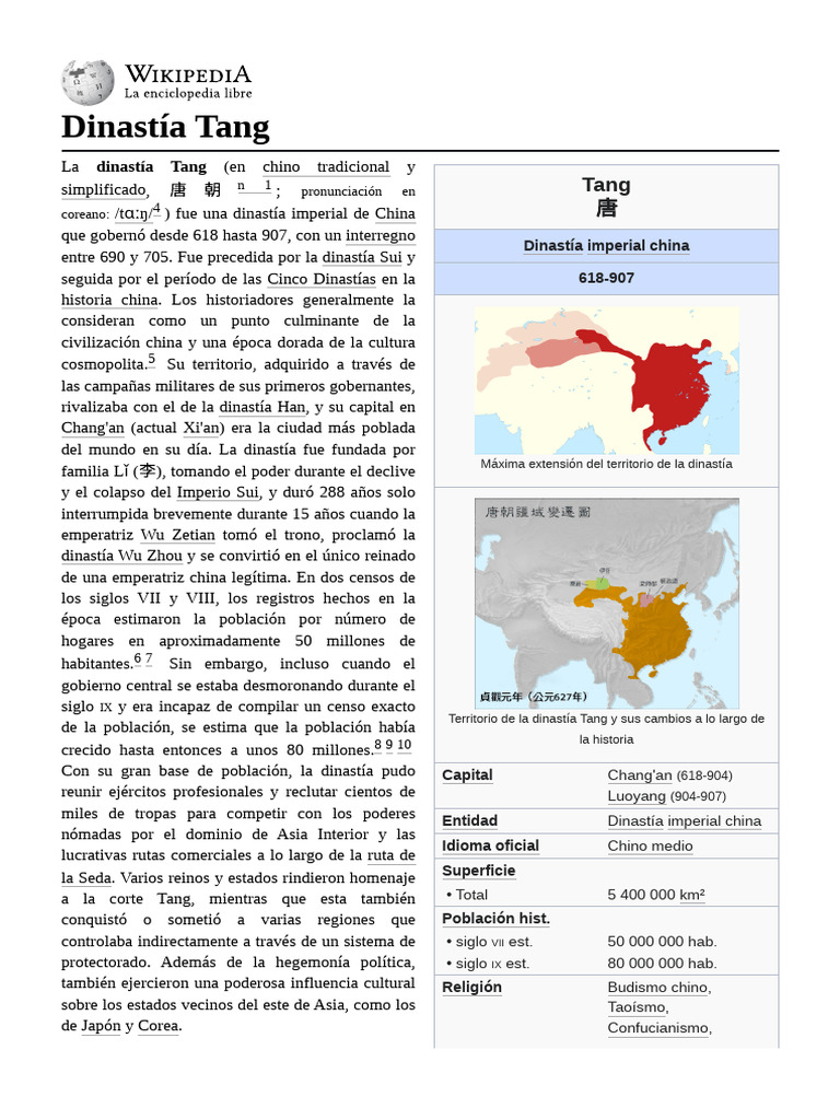 Dinastía Tang | PDF | dinastía Tang