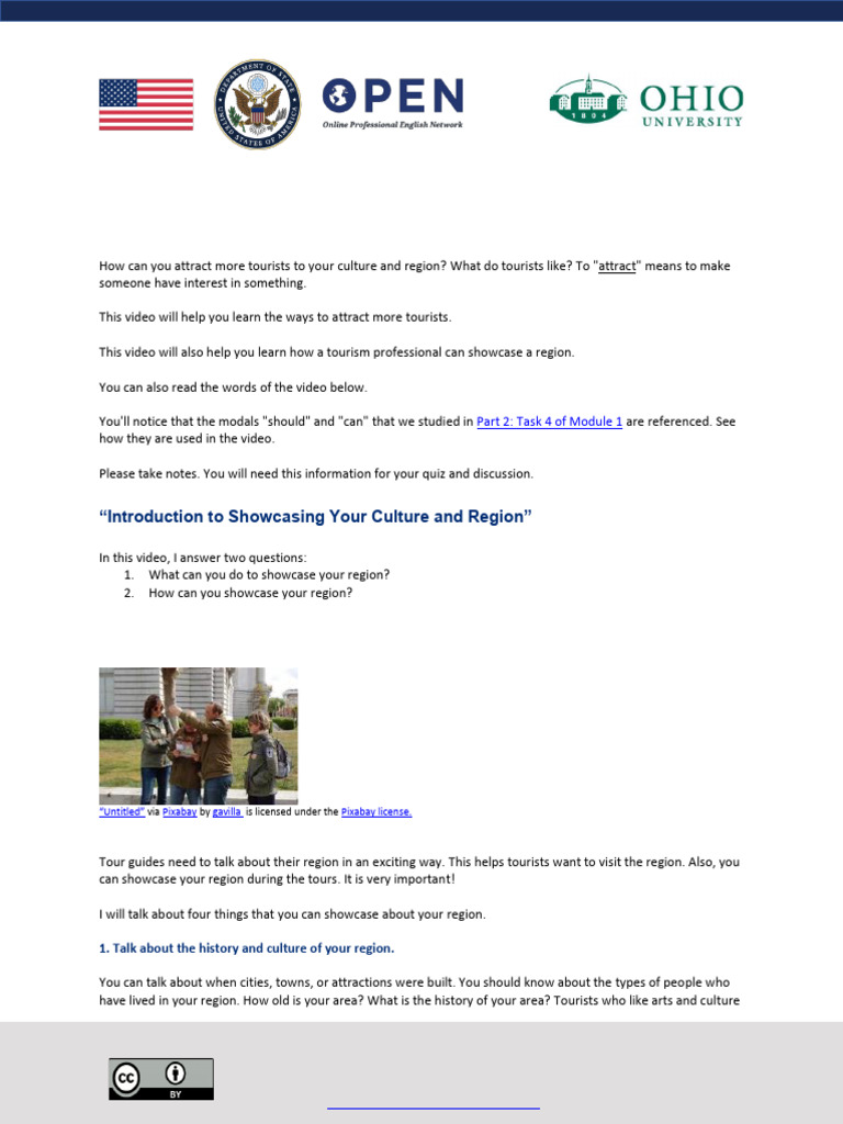 Tourism M2 MOOC Script Introduction To Showcasing Your Culture and ...