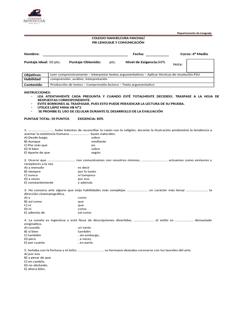 Evaluación 4° Medios | PDF | J. K. Rowling | Microsoft
