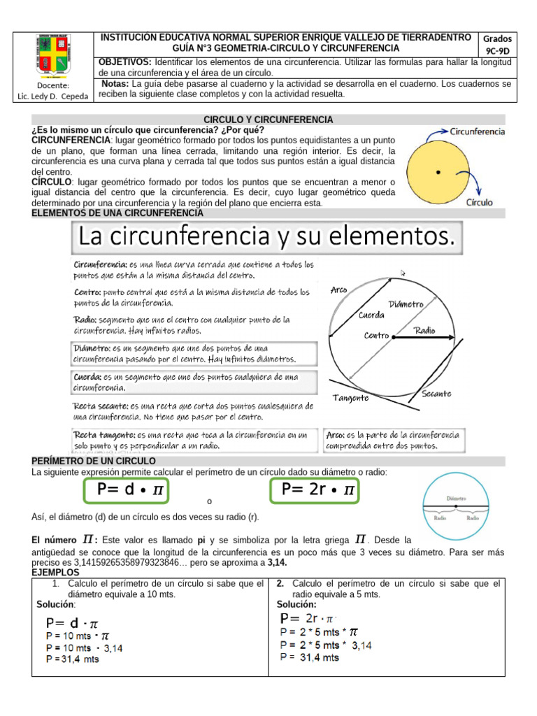 Geometría: Círculo y Circunferencia | PDF | Longitud | Circulo