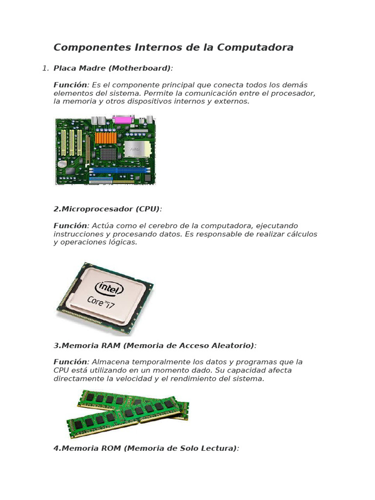 Componentes Internos de la Computadora | PDF