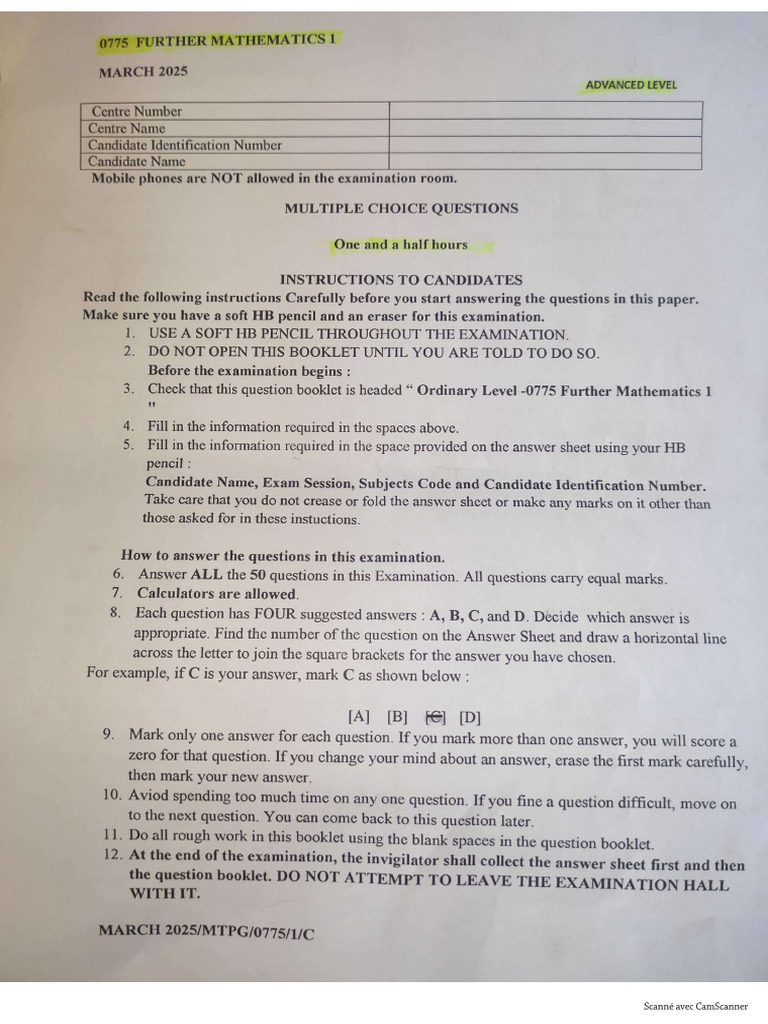 West Regional Mock Further Mathematics Paper 1 | PDF