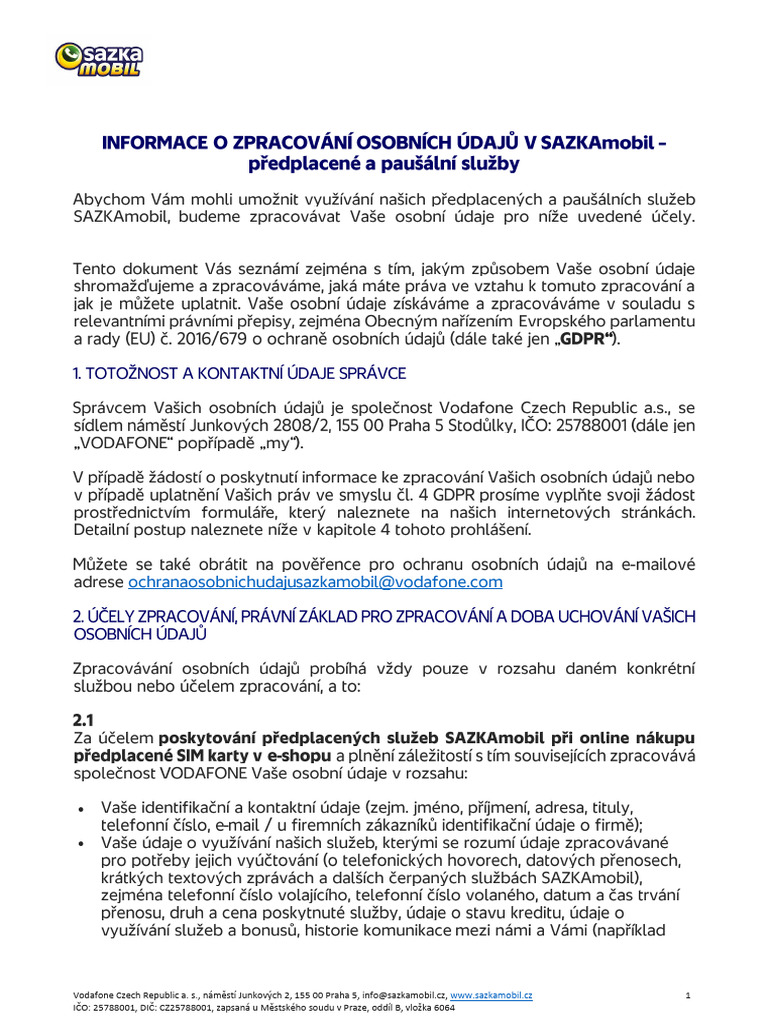 20240401_SAZKAmobil_Prohlaseni_o_zpracovani_OU | PDF