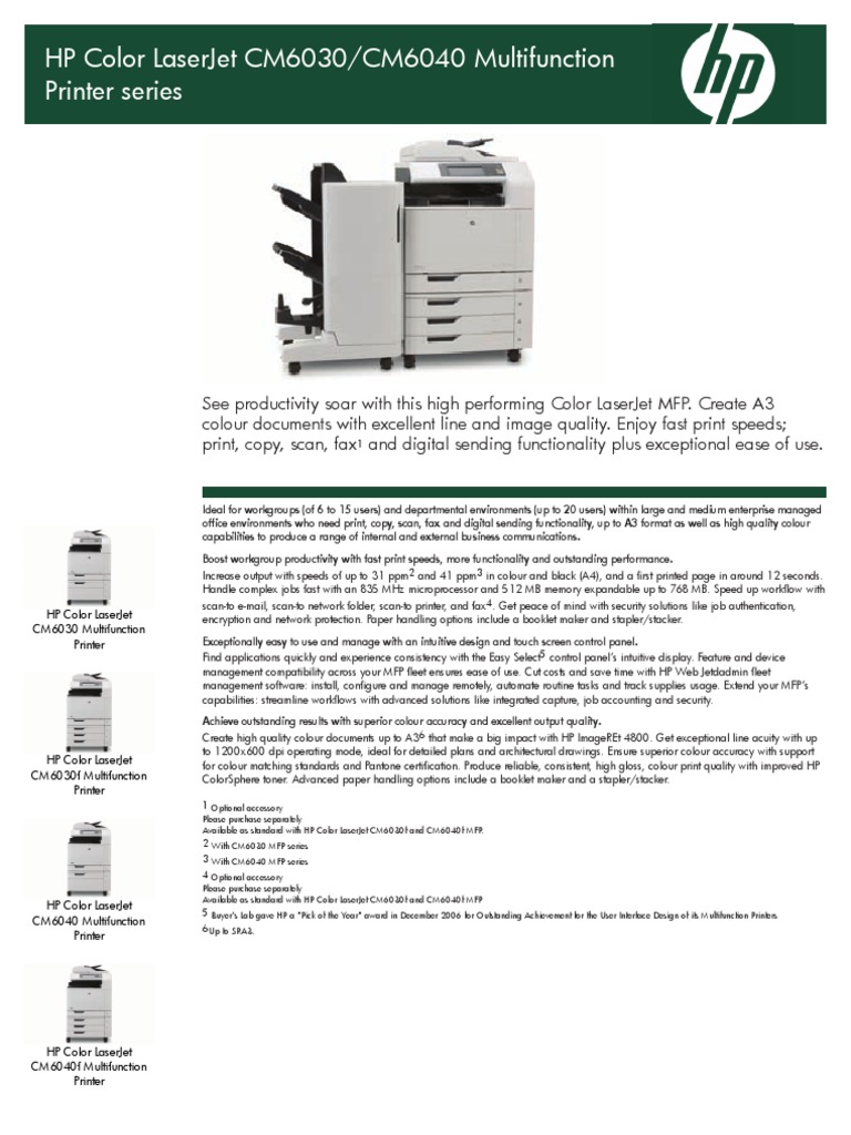 HP Color Laserjet Cm6030/Cm6040 Multifunction Printer Series | PDF ...