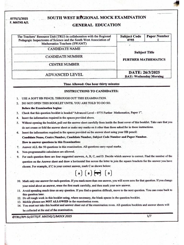 0775 Paper 1, SWRM 2025 | PDF