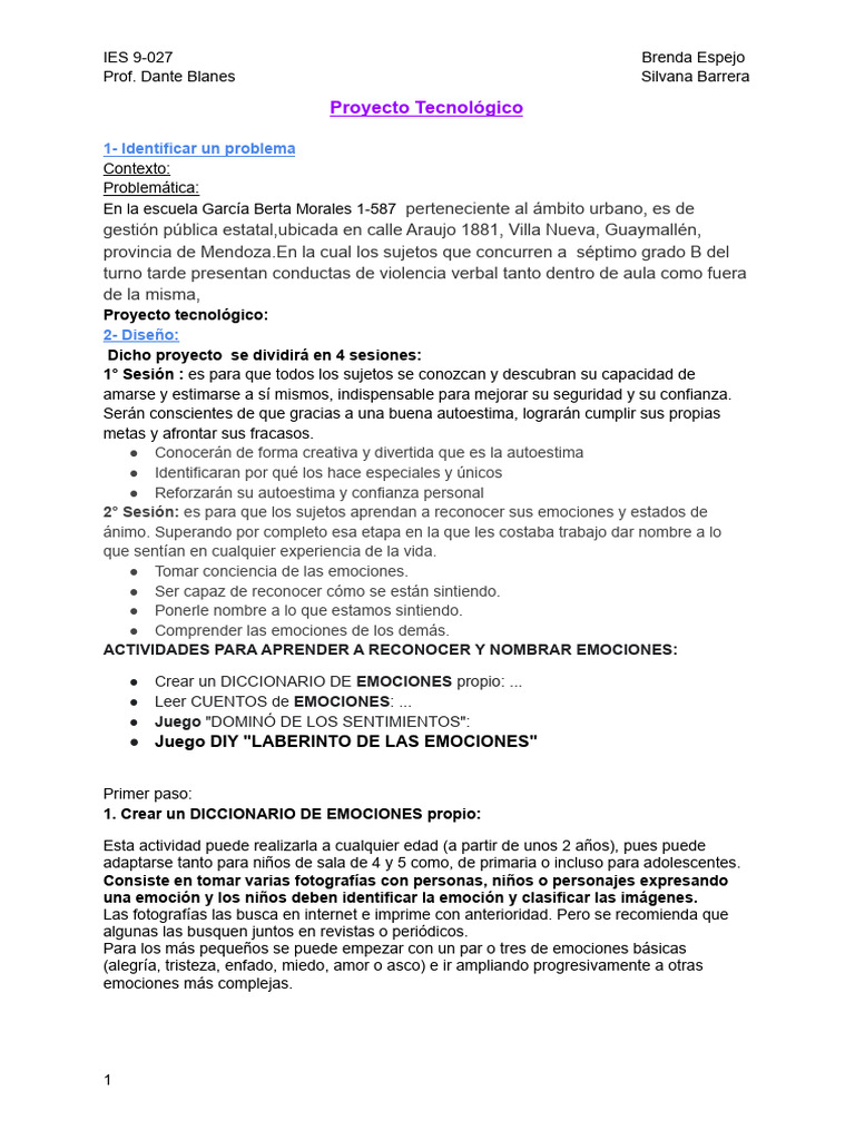 Proyecto TEC, Barrera - Espejo 22 | PDF | Las emociones | Autoestima