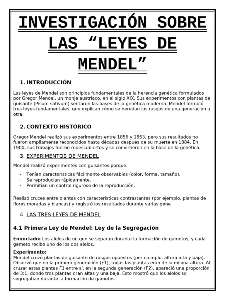 Leyes de Mendel en Genética Moderna | PDF | Dominancia (Genética) | Alelo