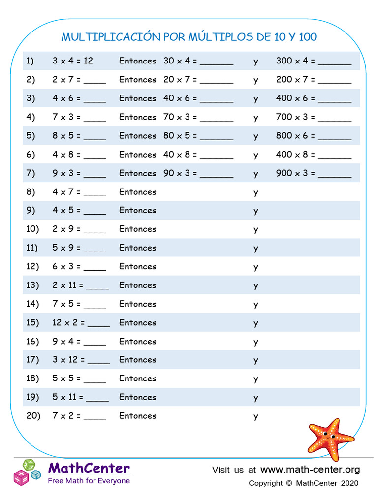 Multiplication by Multiples of 10 and 100 | PDF