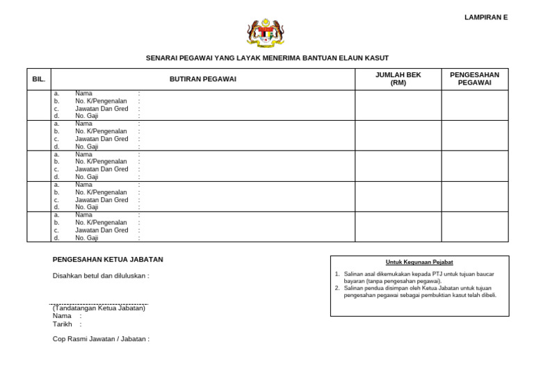 Senarai Pegawai Bantuan Elaun Kasut | PDF