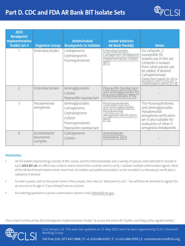 Part_D_CDC_and_FDA_AR_Bank_BIT_Isolate_Sets | PDF | Pseudomonas ...