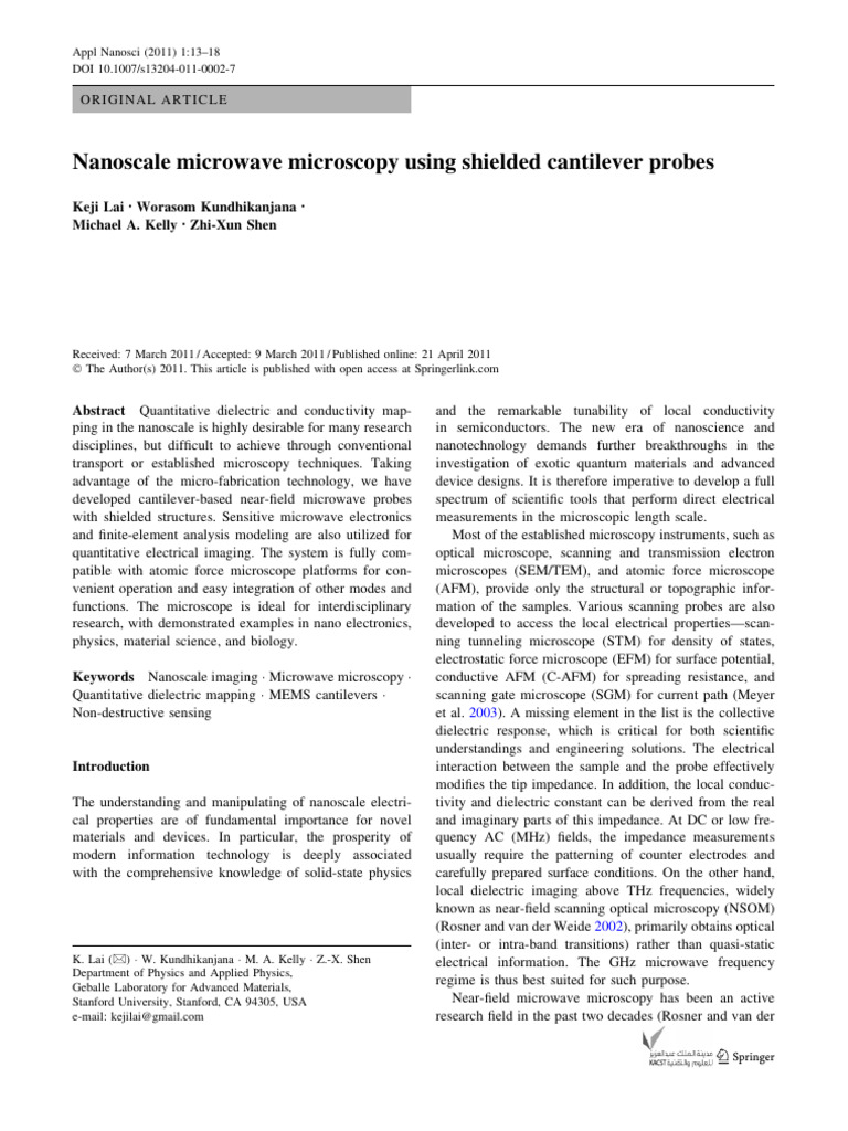 Nanoscale Microwave Microscopy Techniques | PDF | Atomic Force ...