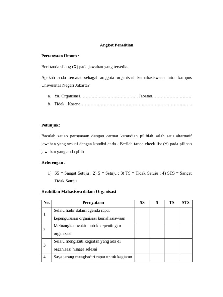 Angket Penelitian | PDF