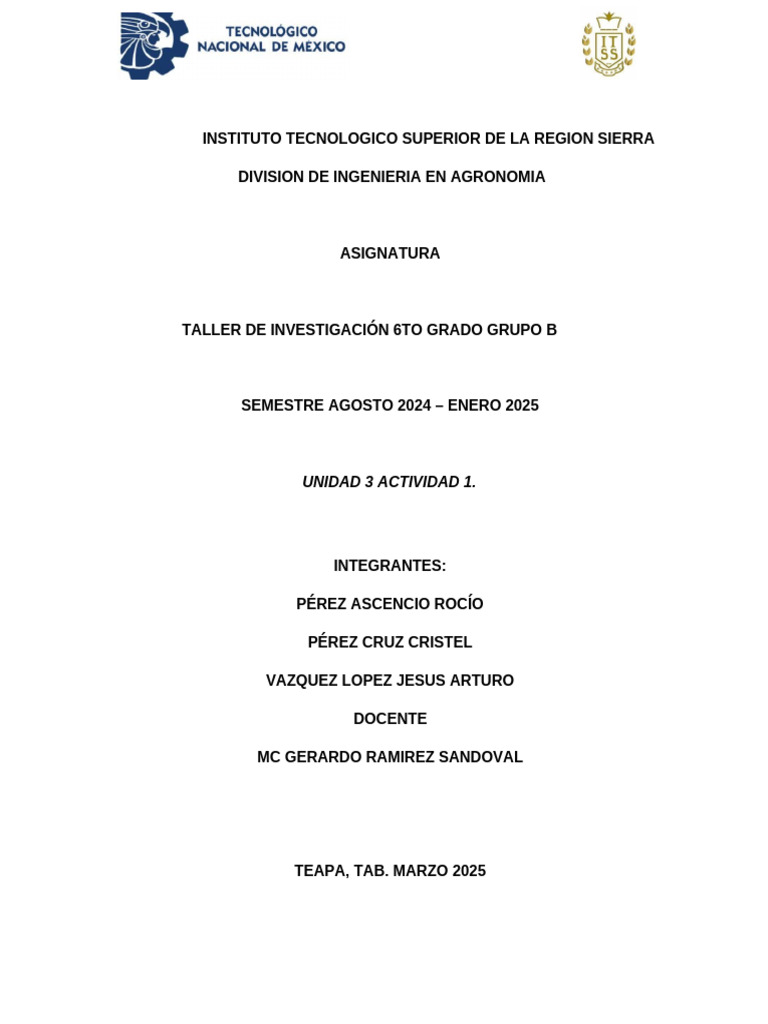 Perez Ascencio U3 Act1 (3 | PDF | Hongo | Plantas