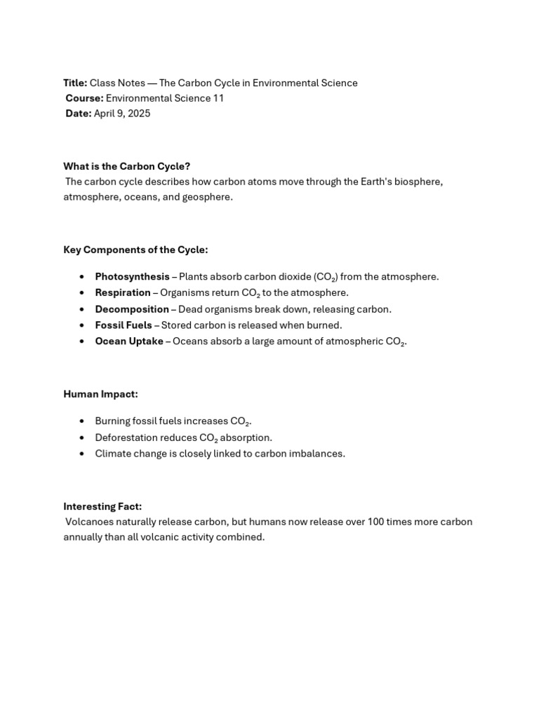 Introduction To The Carbon Cycle | PDF