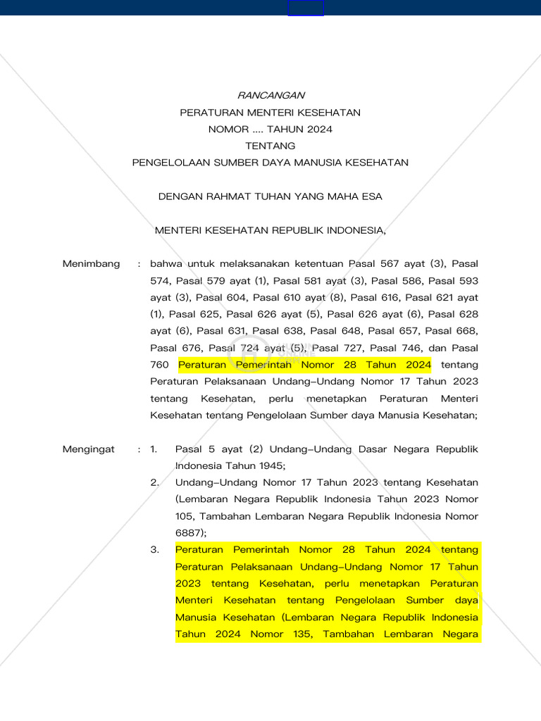 Permen Kes Sdm-Kesehatan 4sep 2024 | PDF
