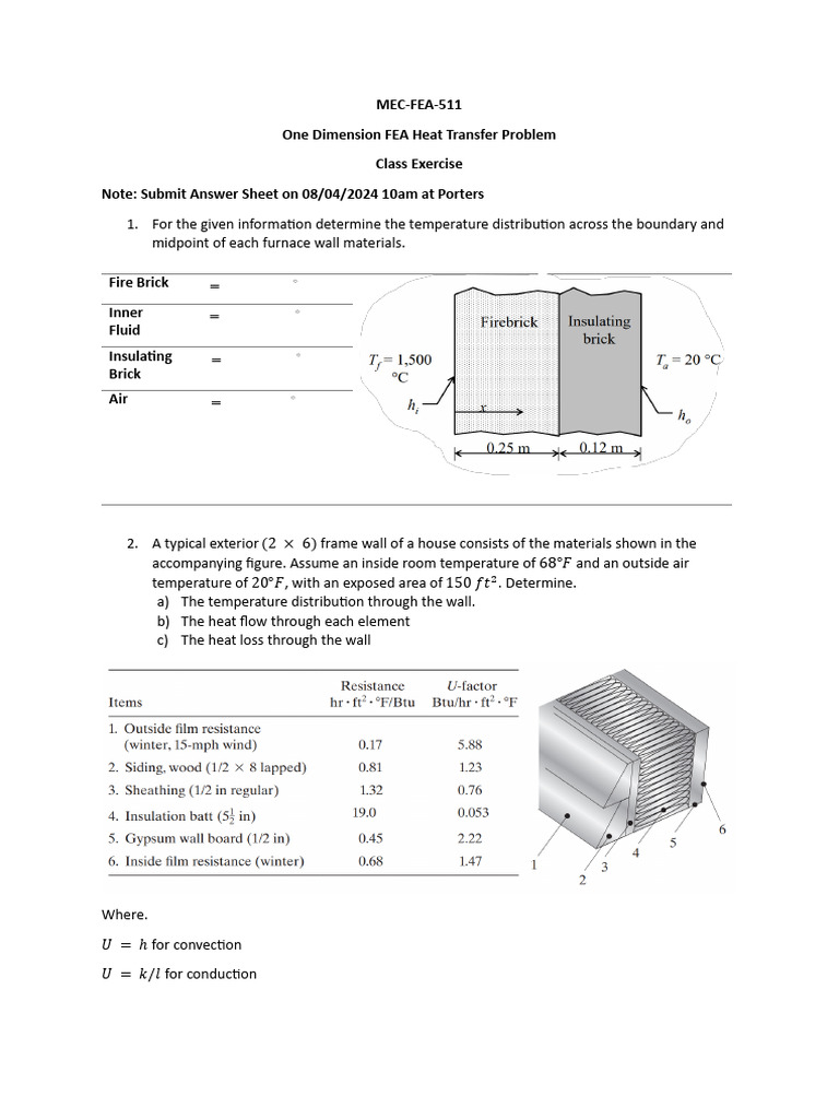 One-Dimensional FEA Heat Transfer Analysis | PDF