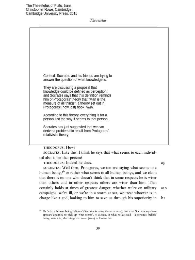Plato - Passage From The Theaetetus | PDF | Socrates | Classical Greek ...
