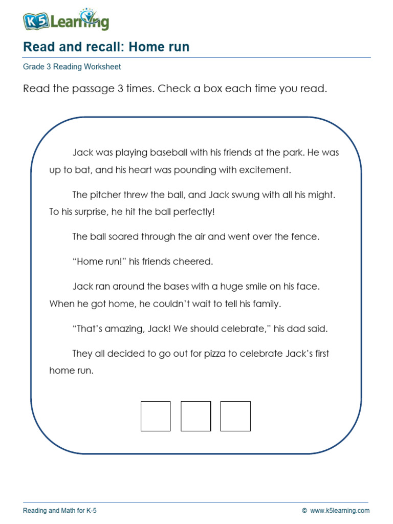 Jack's Home Run Reading Activity | PDF