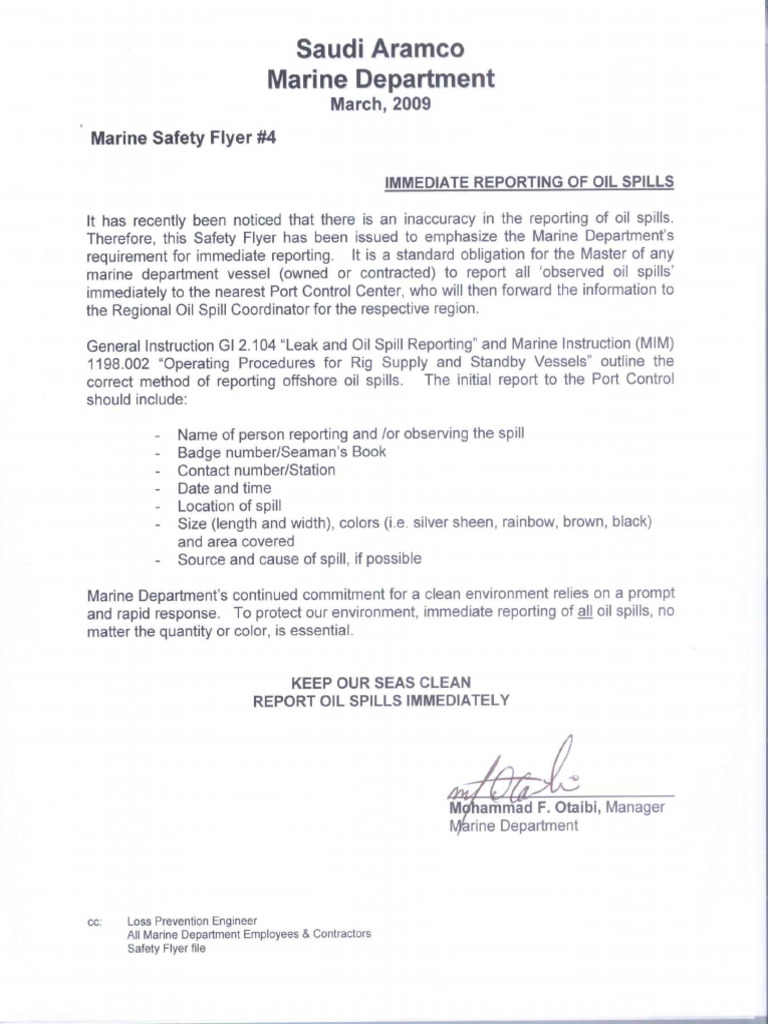 Oil Spill Resporting Flyer | PDF