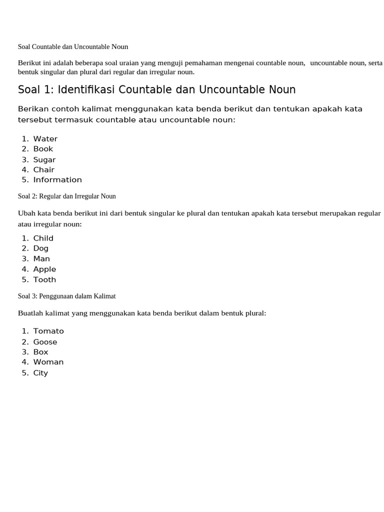 Countable Dan Uncountable Noun Today | PDF