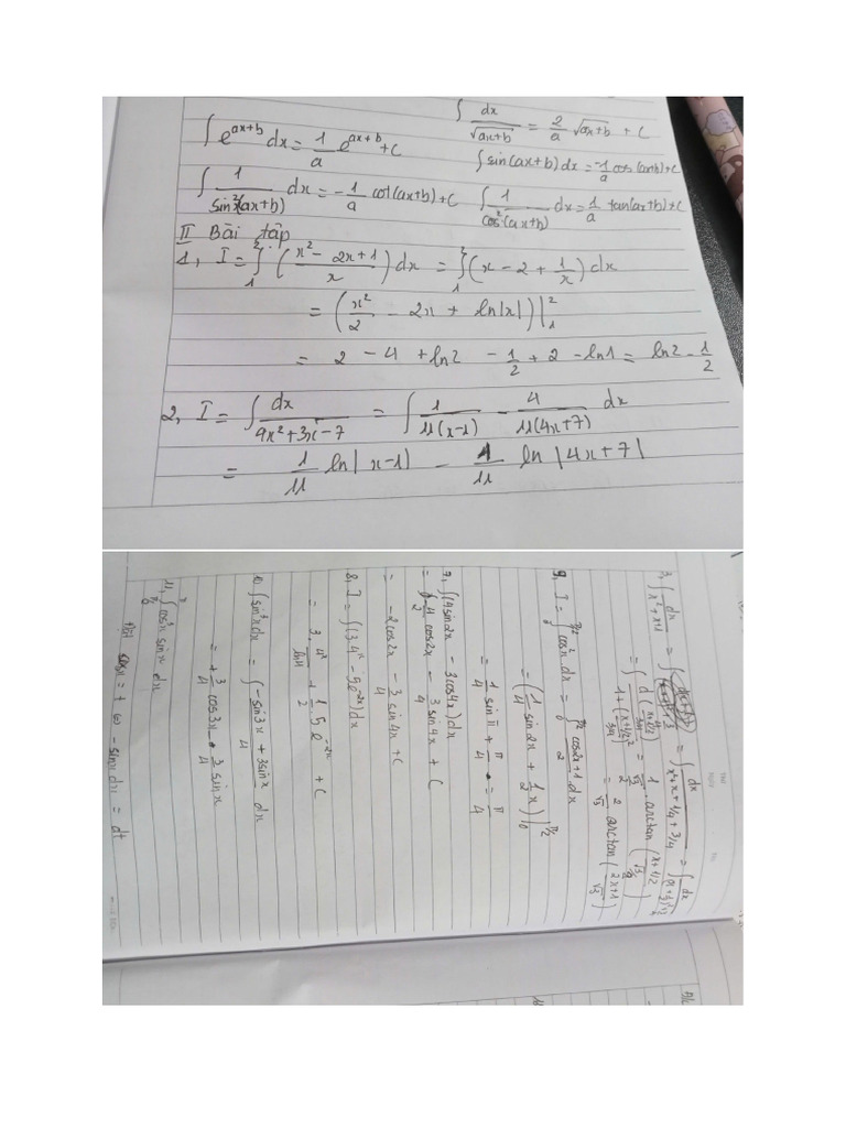 bt nguyên hàm-tích phân (1) | PDF