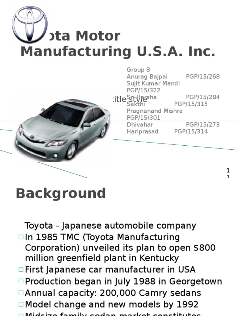 Analysis of Quality Issues in Seat Installation at Toyota Motor ...