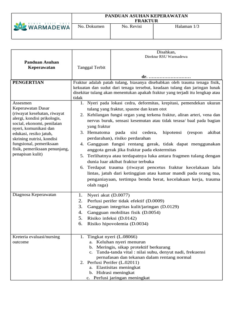Panduan Keperawatan Fraktur Lengkap | PDF