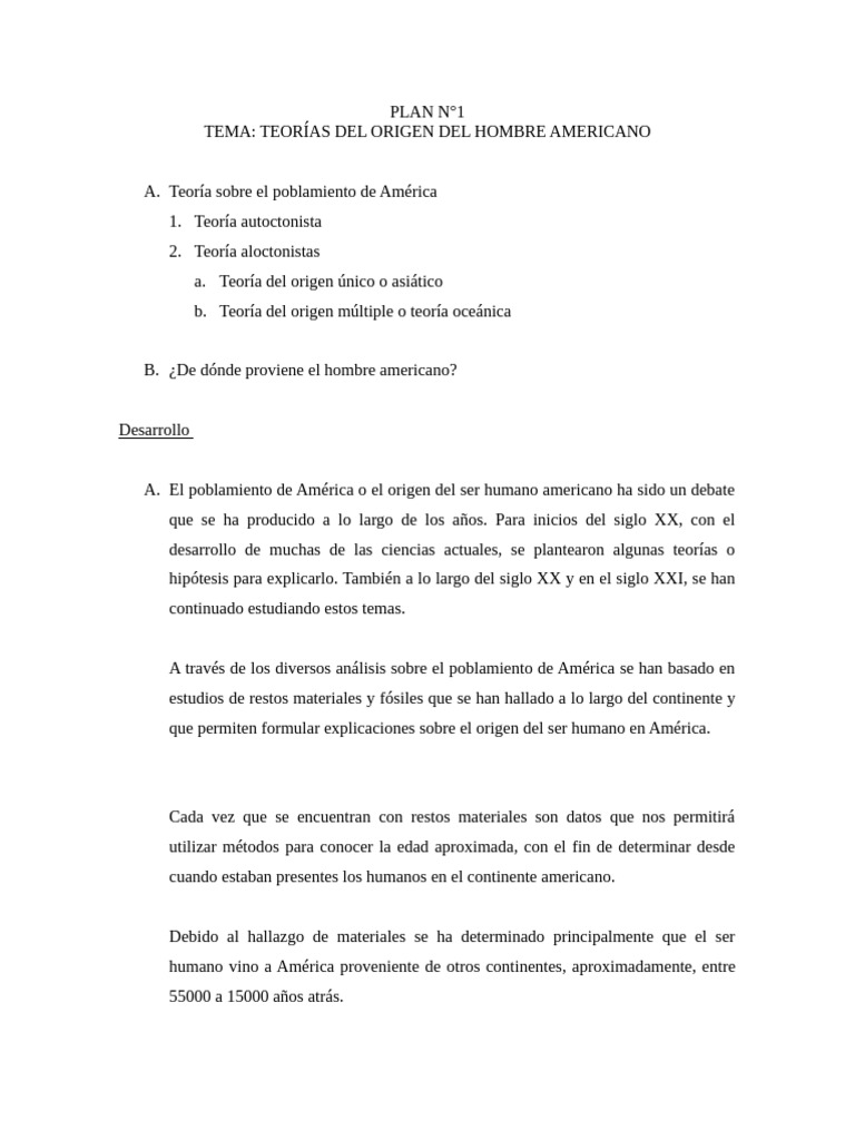 Plan Plan N°1 Historia de América | PDF | Américas