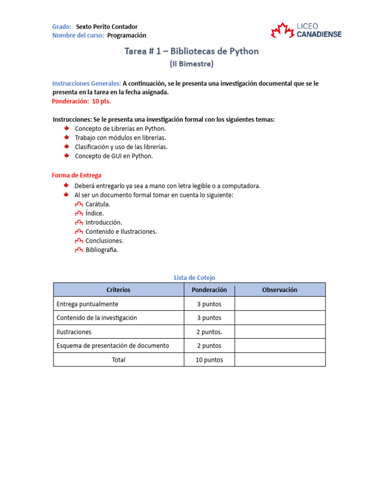 Tarea # 1 - Bibliotecas de Python - P | PDF