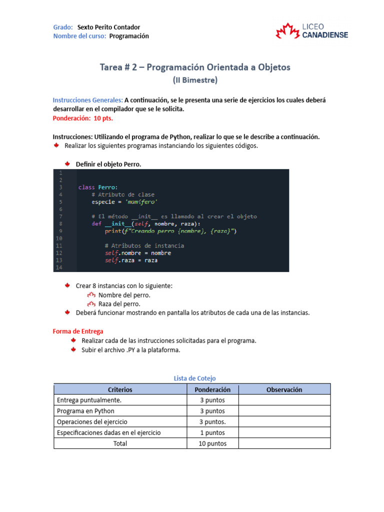 Tarea # 2 - Programación Orientada A Objetos - P | PDF