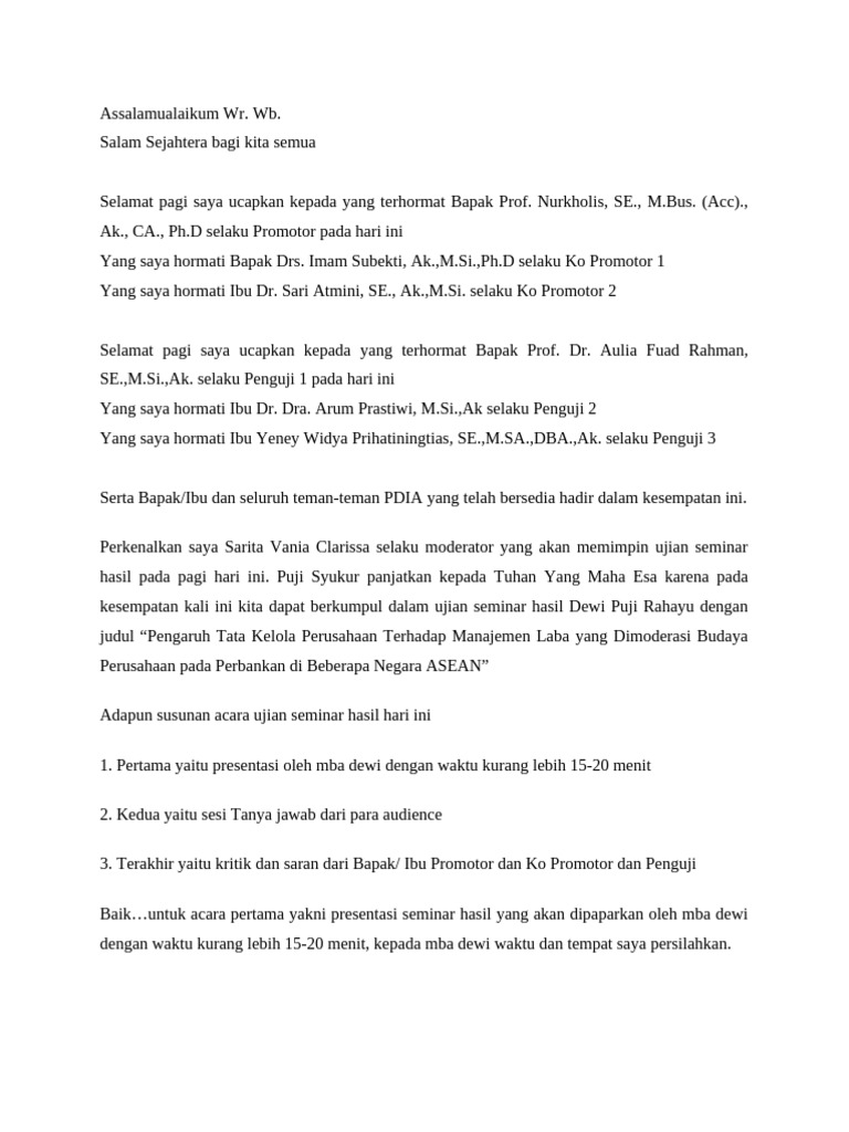 Contoh Teks Moderator | PDF