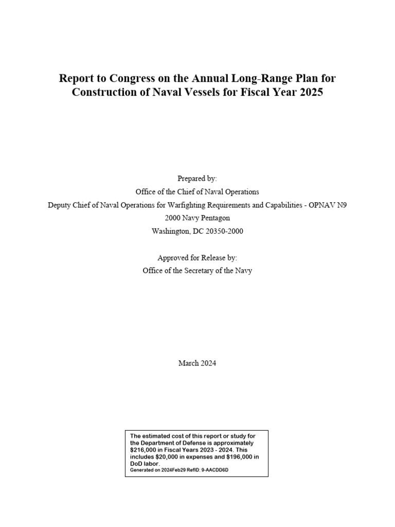 FY2025 Naval Vessel Construction Plan | PDF | United States Navy | Ships