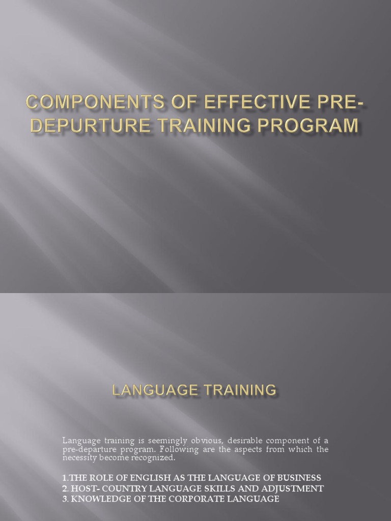 Pre-Departure Training Program | PDF