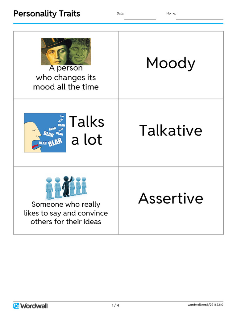 Personality Traits Flashcards | PDF