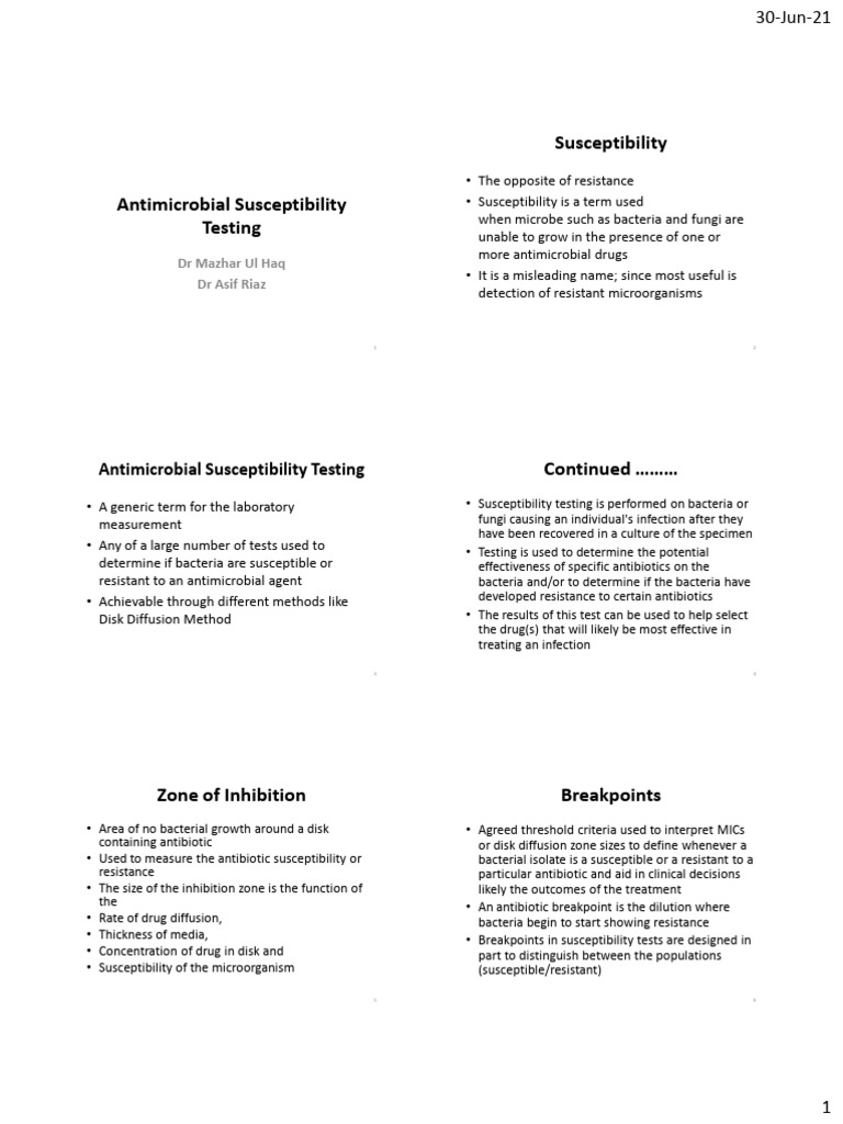 Antimicrobial Susceptibility Testing | PDF | Biology | Microbiology
