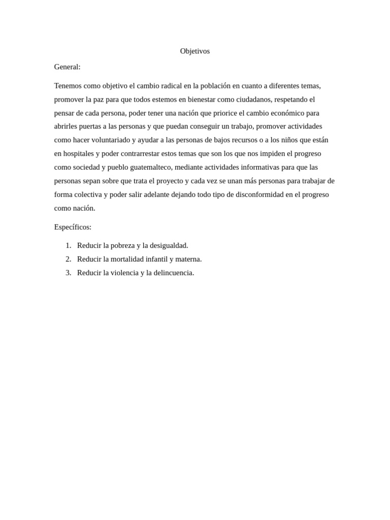 Objetivos Shaaron. | PDF