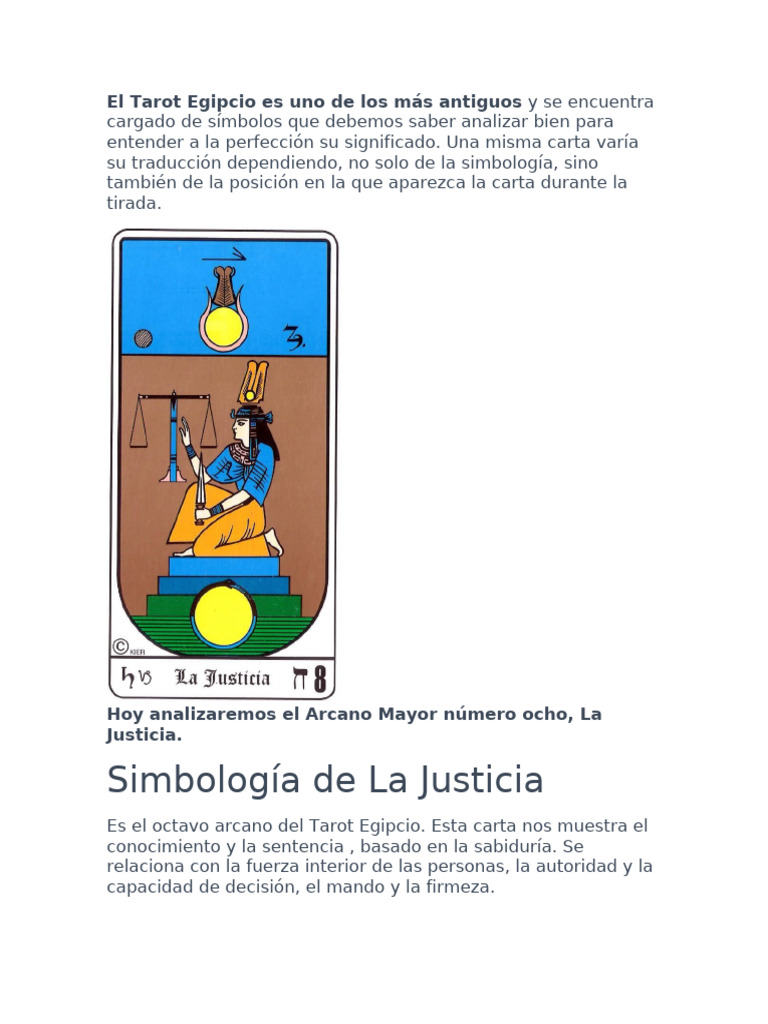 Significado del Arcano 8: La Justicia en Tarot | PDF | Justicia ...