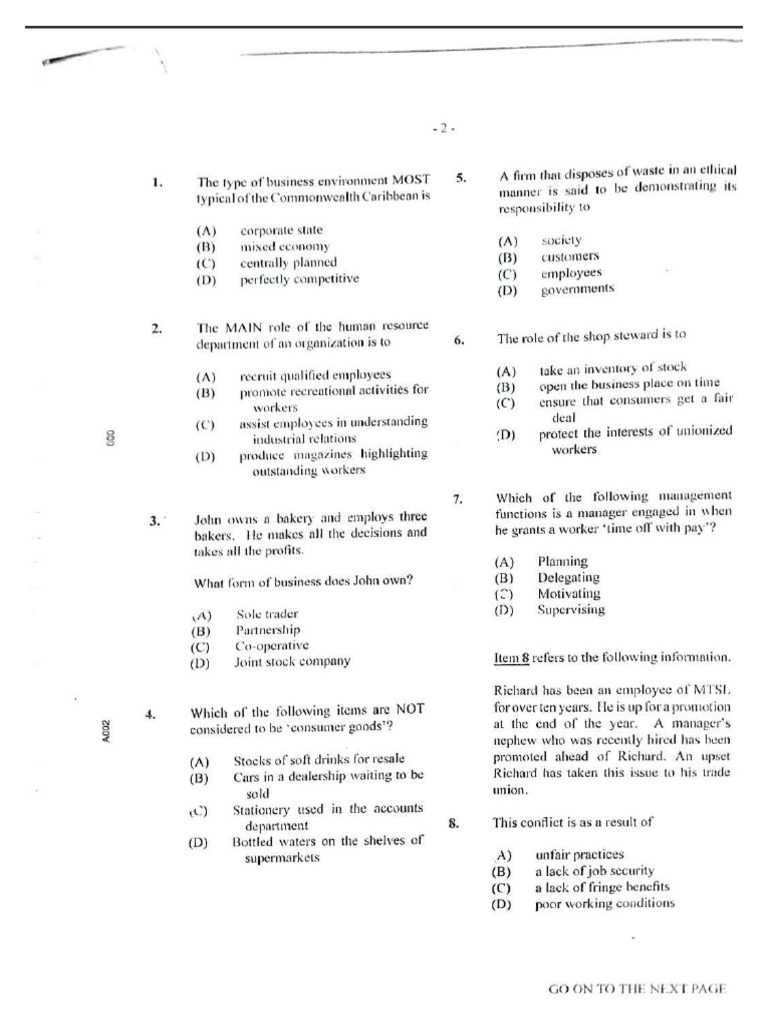 Csec Pob p1 Jan 2025 | PDF
