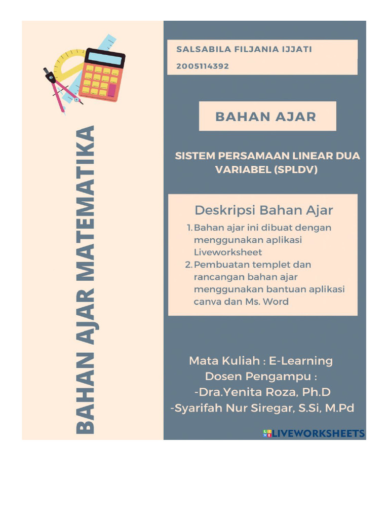 Worksheet SPLDV 2 | PDF