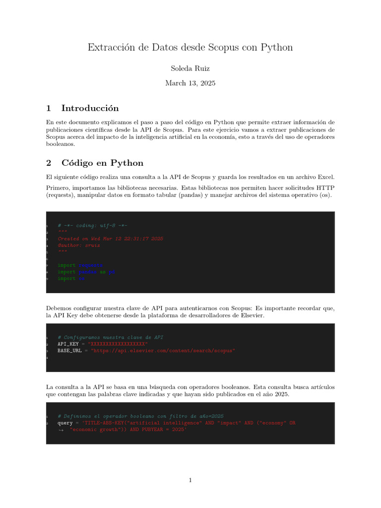 Extracci On de Datos Desde Scopus Con Python | PDF | Python (lenguaje de programación) | Informática