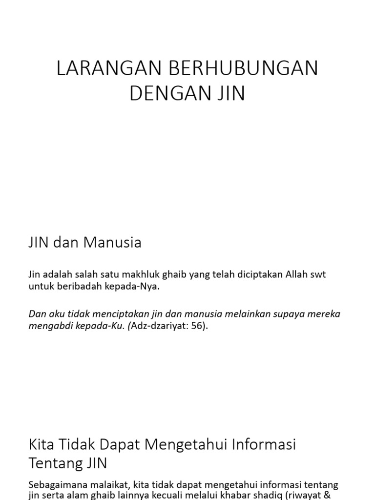 Larangan Berhubungan Dengan Jin | PDF