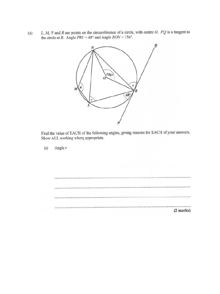 Circle Theorems Exercise 2 | PDF