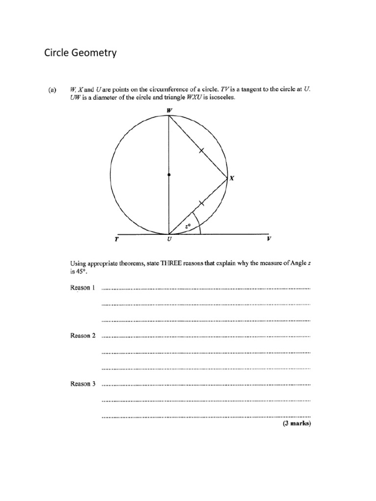 Circle Theorems Exercise 3 | PDF