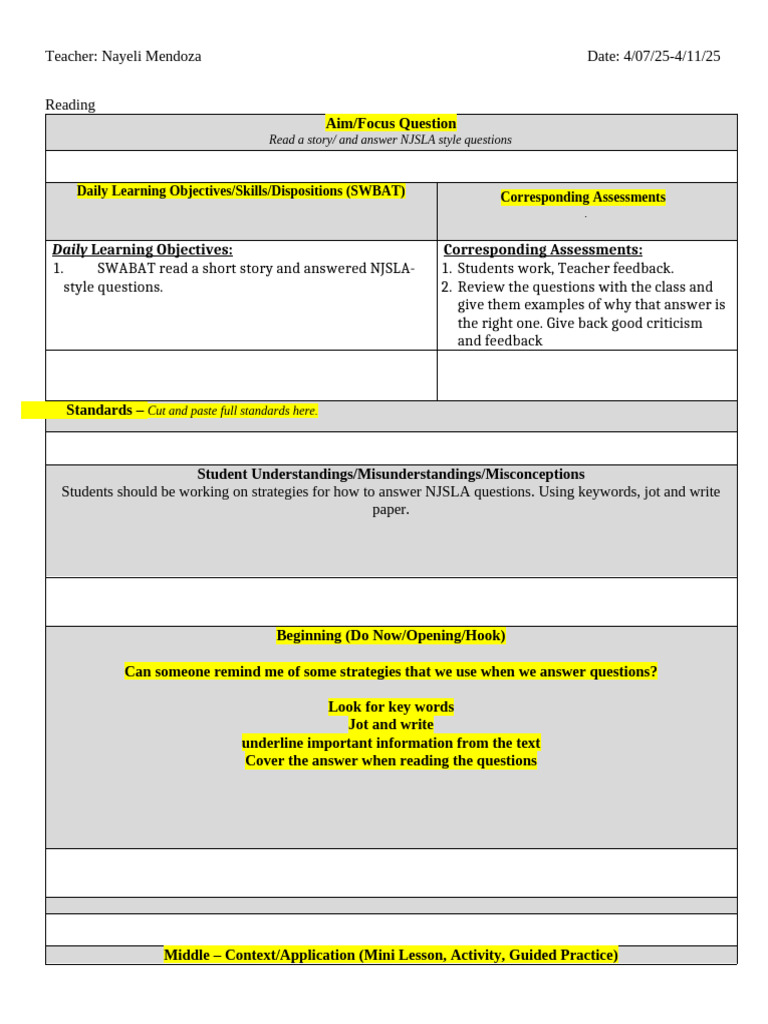 NJSLA Writing Rubric Strategies | PDF | Teachers | Cognitive Science
