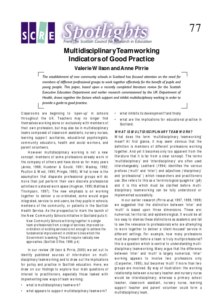 Multi Disciplinary - Teamwork | PDF | Midwife | Teachers